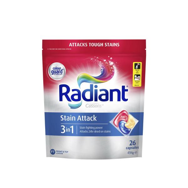 Radiant Stain Attack Front & Top Loader 3-in-1 Laundry Capsules ...